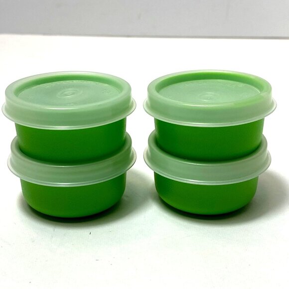 Tupperware | Kitchen | Tupperware Smidgets Mini Oz Containers Green With Sheer Seals Set Of 4 ...